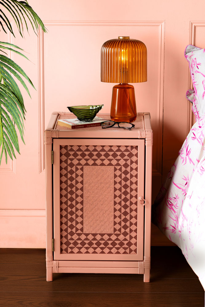 Pale Pink Diamond Embossed Bedside Table | Rockett St George