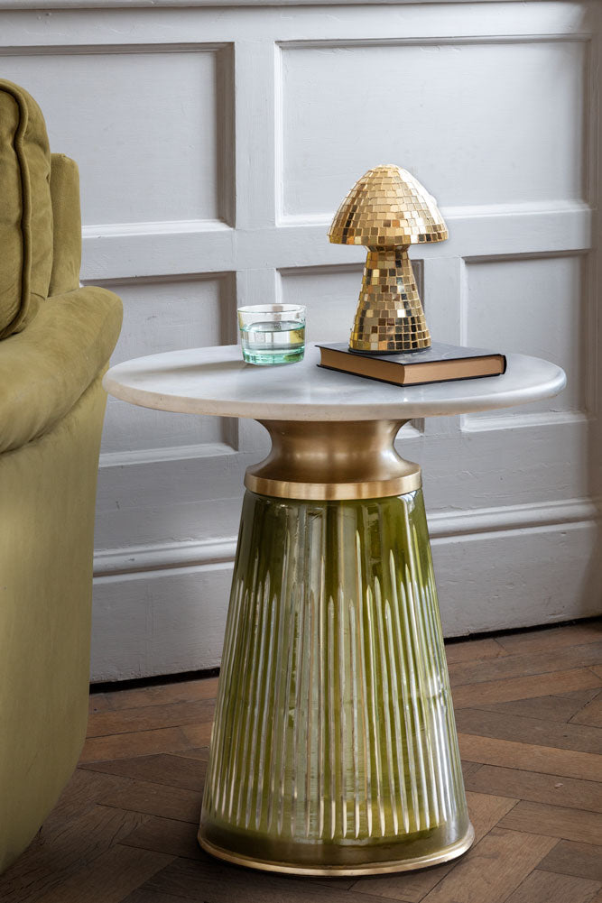 Green Tapered Glass & Marble Side Table | Rockett St George