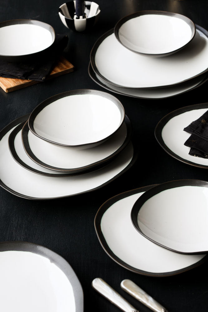 12 Piece Monochrome Handmade Dinner Set | Rockett St George