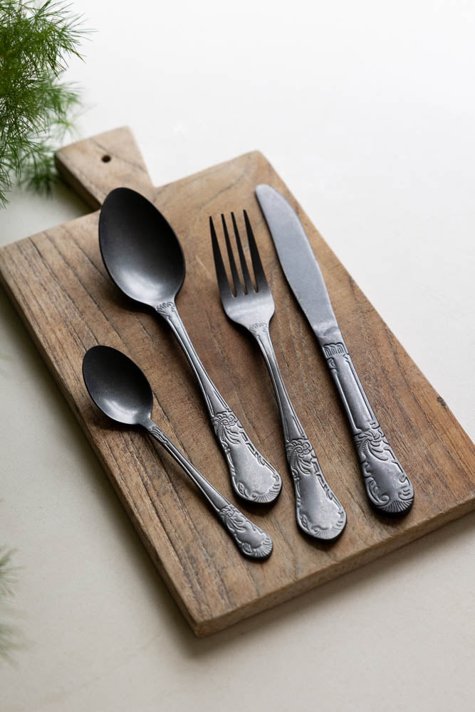 24-Piece Dark Silver Cutlery Set | Rockett St George