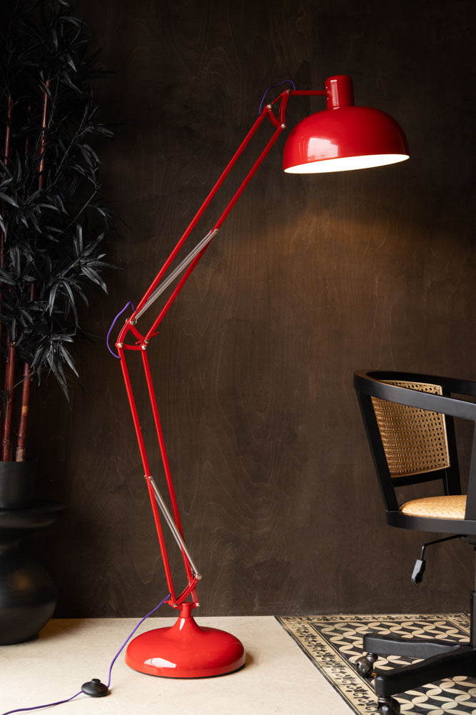 Adjustable Red Task Floor Lamp with Purple Flex | Rockett St George