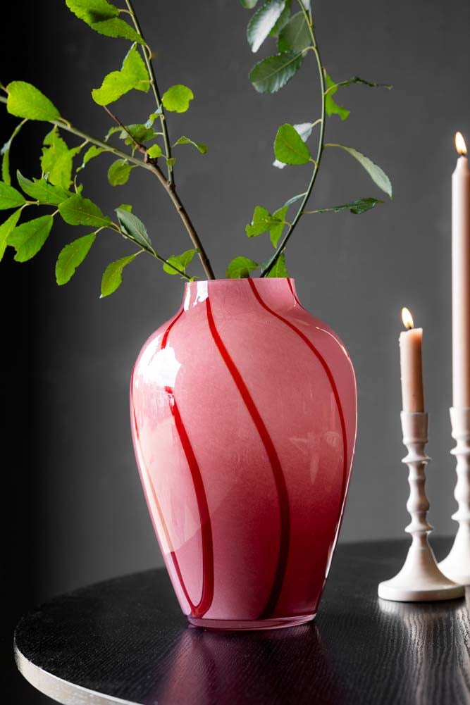 Beautiful Pink & Deep Red Swirl Vase | Rockett St George