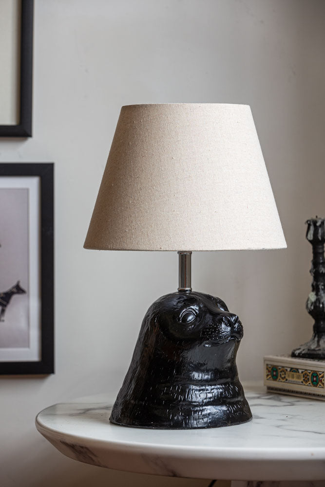 Stanley The Black Seal Table Lamp With Linen Shade | Rockett St George