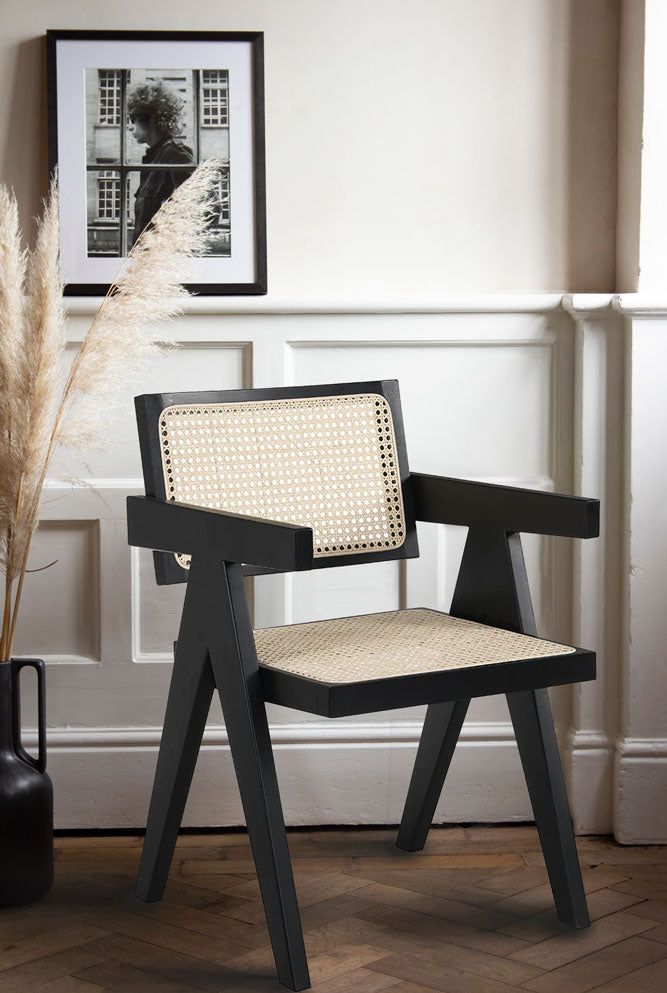 Black & Natural Rattan Statement Chair | Rockett St George