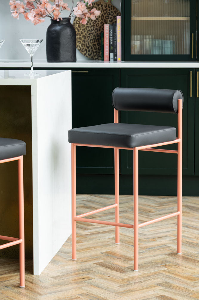 Black and Pink Roll Back Bar Stool | Rockett St George