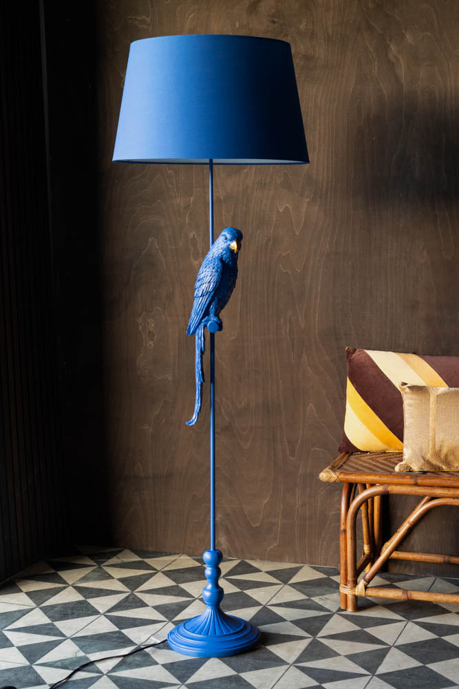 Bold Blue Parrot Floor Lamp with Shade | Rockett St George
