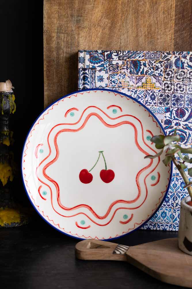 Cherry Print Ceramic Serving Plate | Rockett St George