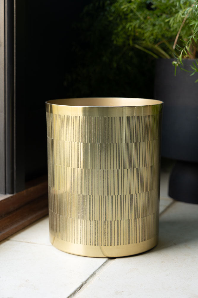 Fine Line Detail Gold Effect Waste Bin | Rockett St George