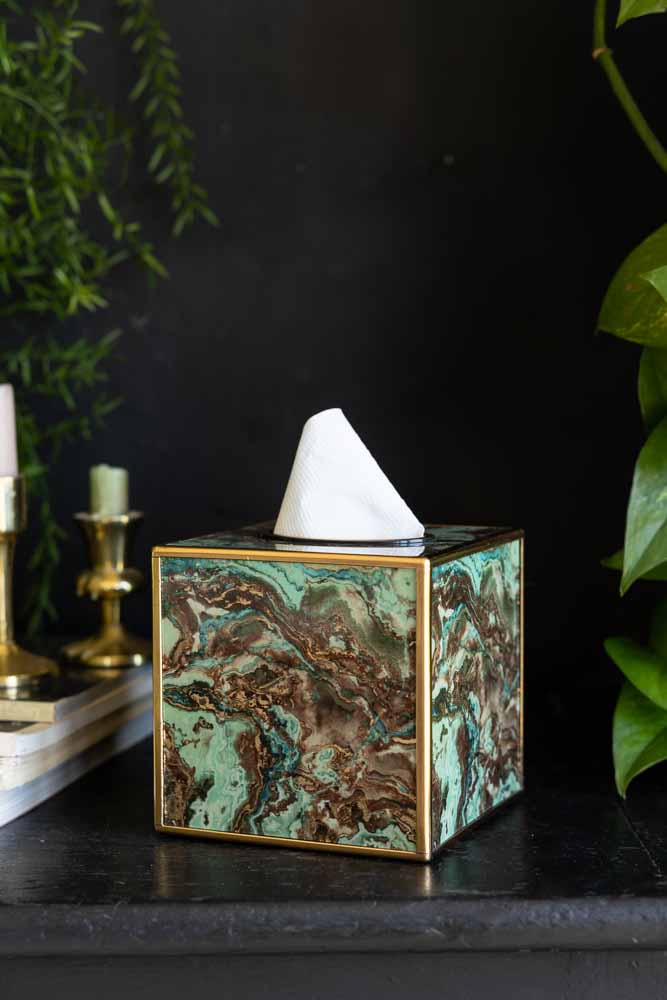 Green Marble Effect Tissue Box | Rockett St George