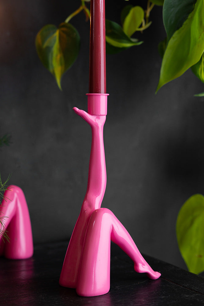 Kicking Leg Candle Holder In Hot Pink | Rockett St George