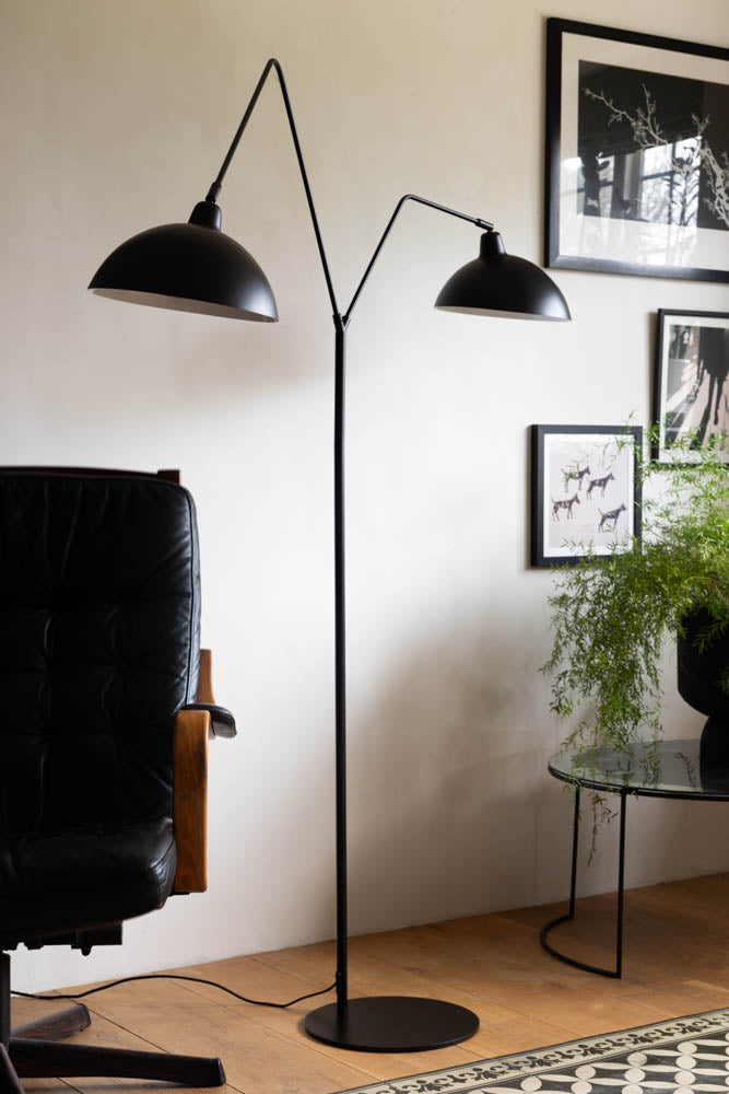 Matt Black Double Floor Lamp | Rockett St George
