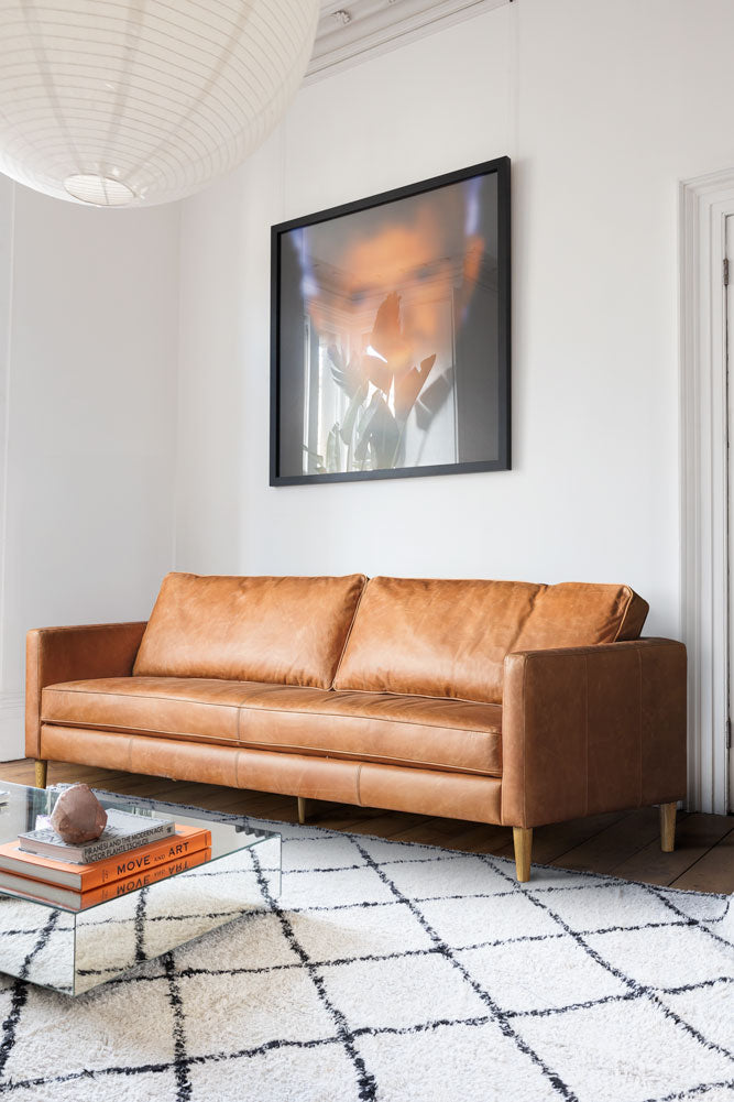 Vintage-Style Brown Leather 3-Seater Sofa | Rockett St George