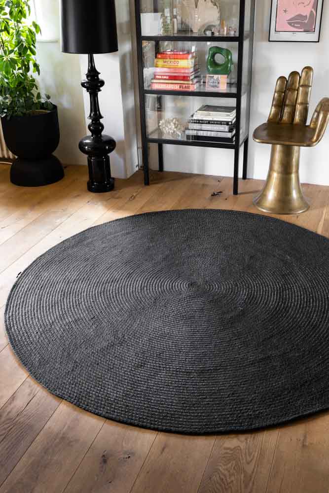 Black Round Rug - 200x200 | Rockett St George