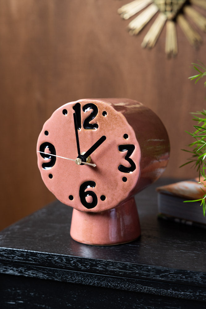 HKLIVING Retro Pink Ceramic Mantel Clock | Rockett St George