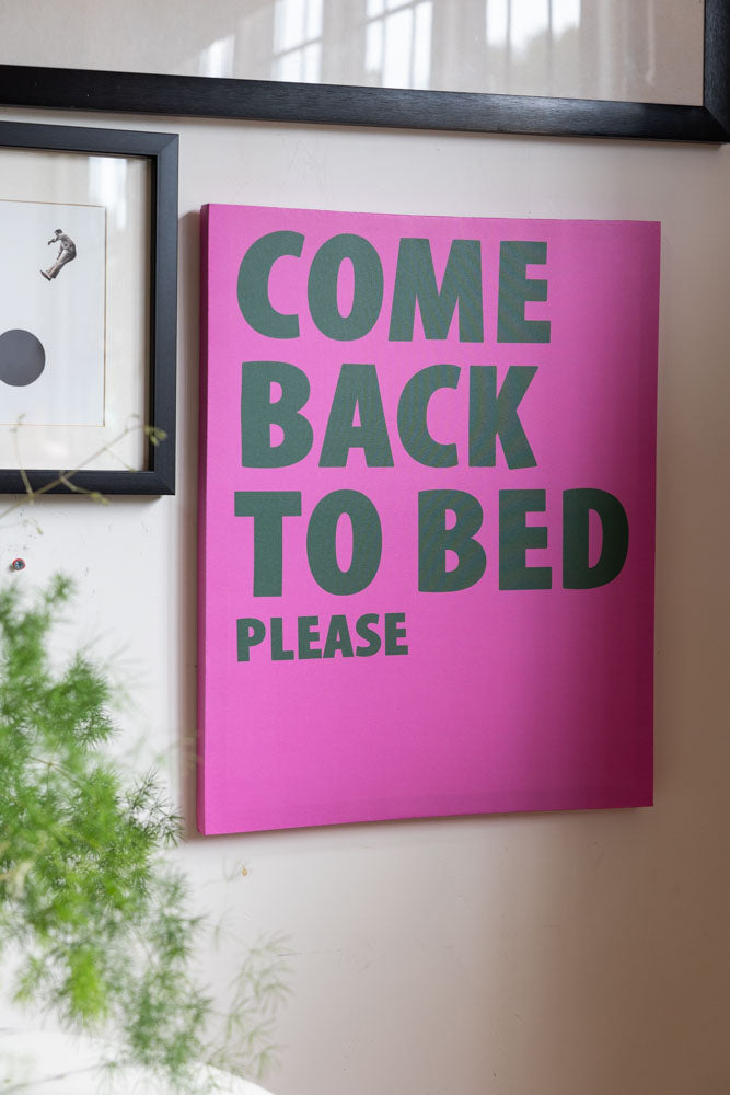 Pink & Green Come Back To Bed Please Canvas | Rockett St George