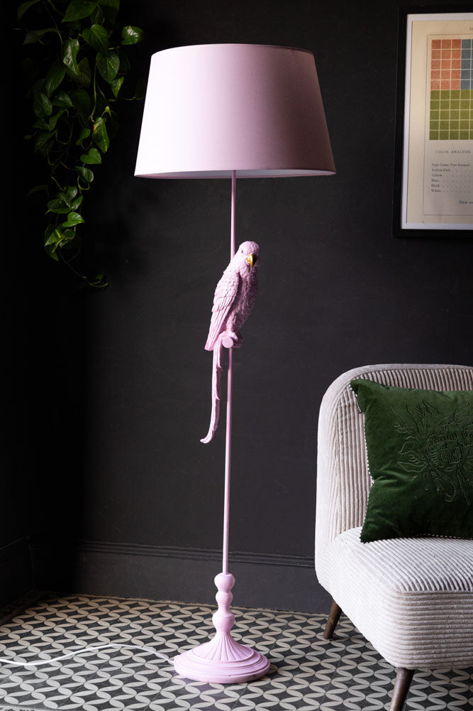 Pretty Pink Parrot Floor Lamp with Shade | Rockett St George