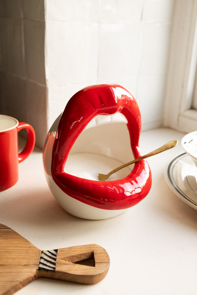 Red Lips Open Mouth Storage Jar / Salt Pig | Rockett St George