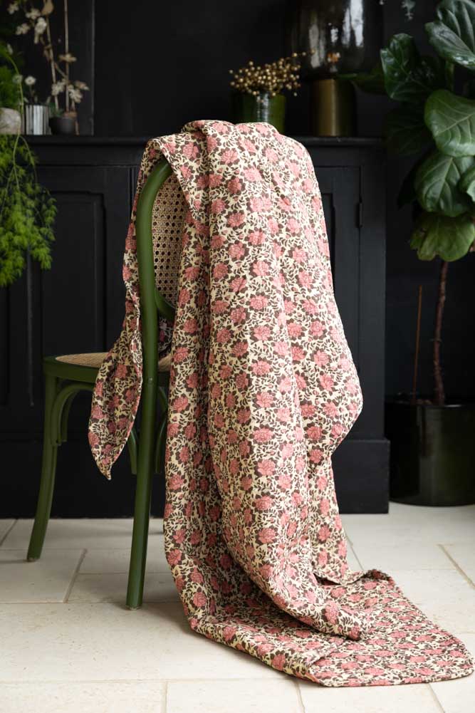 Rose Pink Floral Cotton Quilt | Rockett St George