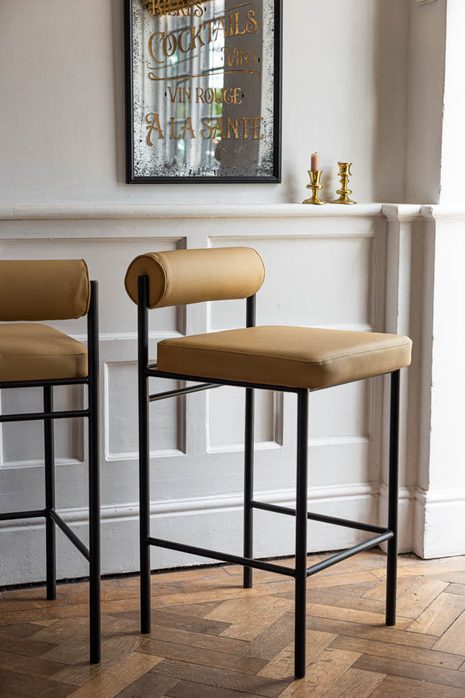 Sand Faux Leather Roll Back Bar Stool | Rockett St George
