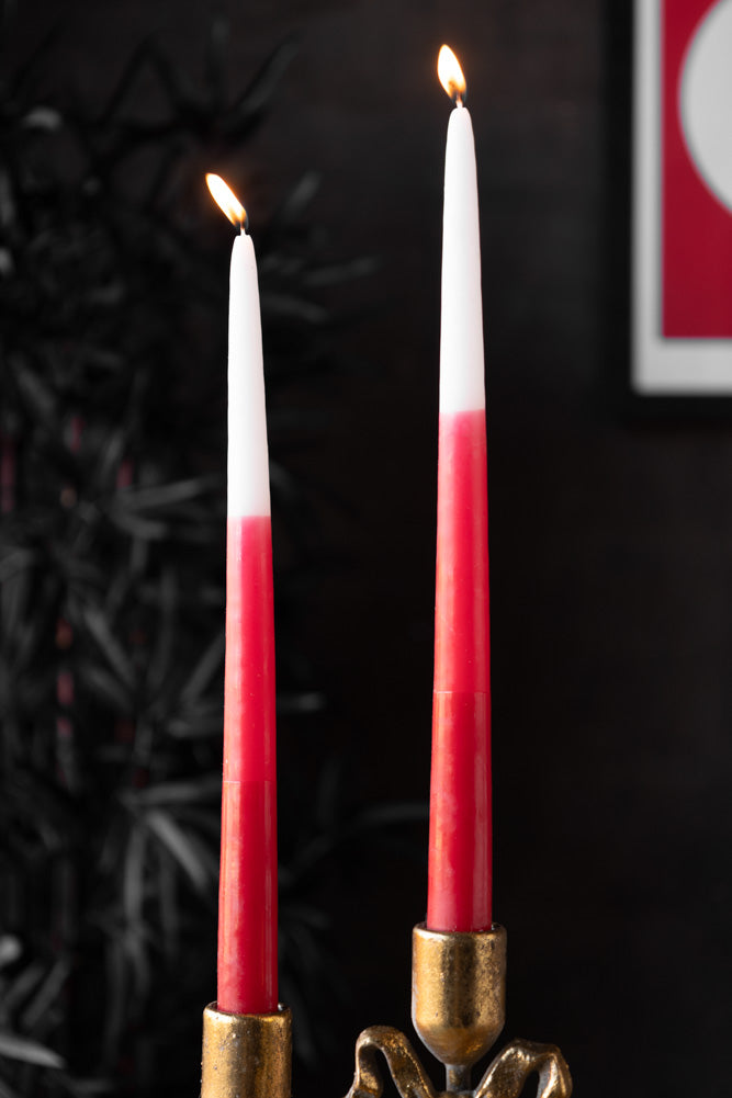 Set Of 2 Ombre Red Dinner Candles | Rockett St George