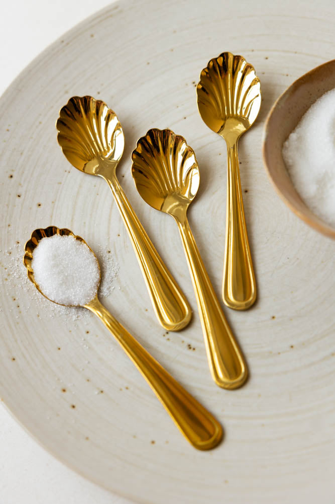 Set of 4 Gold Shell Teaspoons | Rockett St George