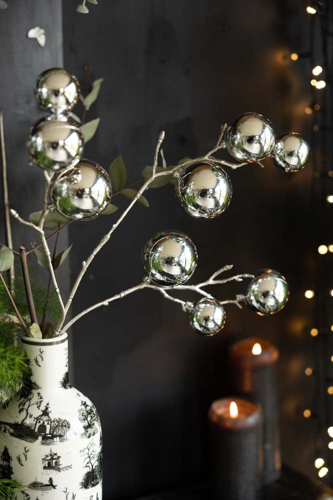 Shiny Silver Bauble Spray | Rockett St George