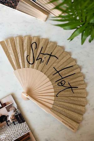 Shit Hot Black & Gold Glitter Fan | Rockett St George