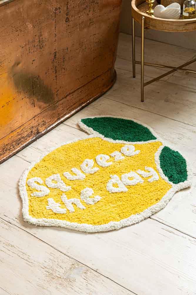 Squeeze The Day Lemon Bath Mat Default Title | Rockett St George