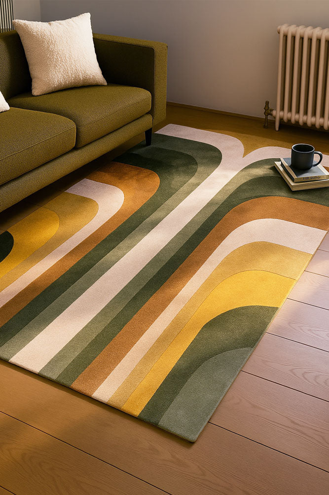 The Romy Retro Rug in Green - Available in 3 Sizes | Rockett St George