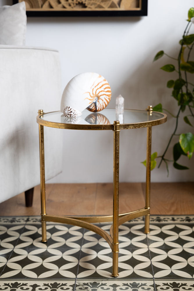 Vintage-Style Gold & Glass Side Table | Rockett St George