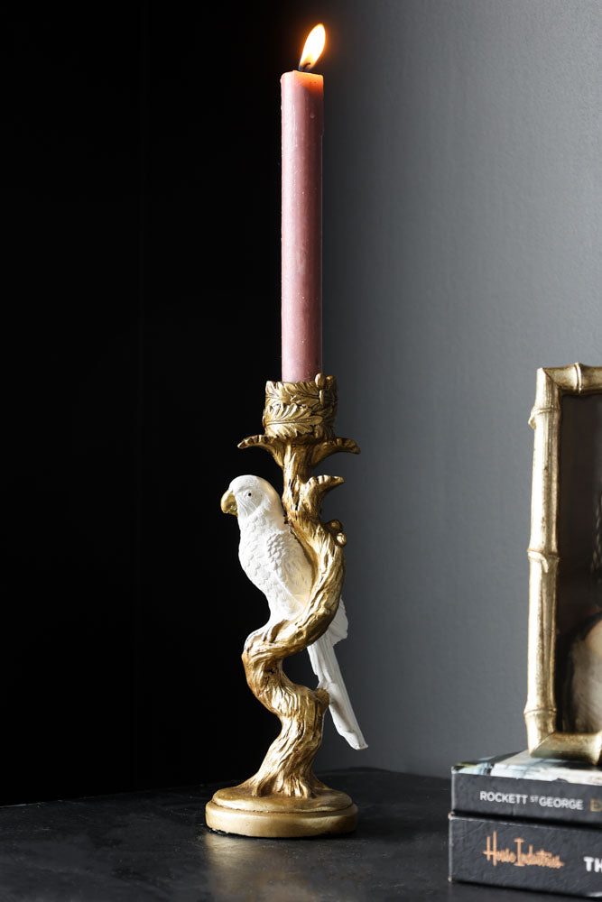 White Parrot Candlestick Holder | Rockett St George