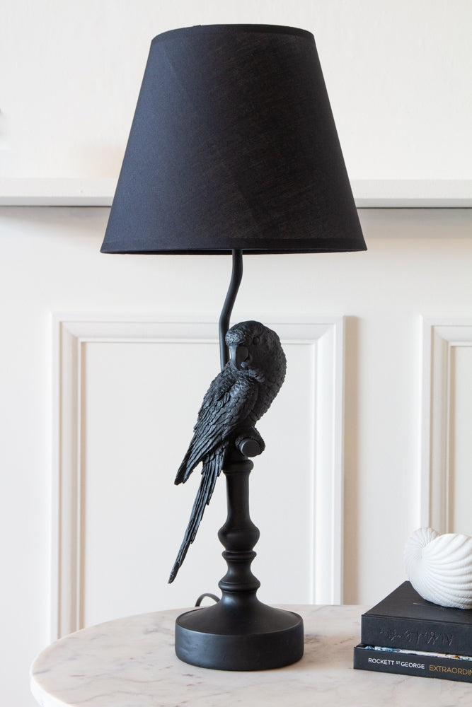 Black Parrot Table Lamp With Lamp Shade – Rockett St George