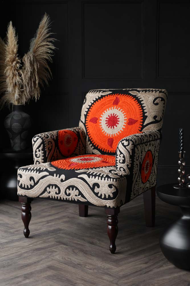 Embroidered Folk Pattern Armchair | Rockett St George