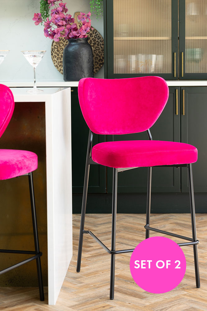 Set Of 2 Perfect Bar Stools In Harry's Hot Pink | Rockett St George