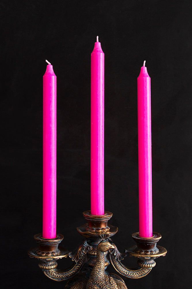 bright pink candlesticks