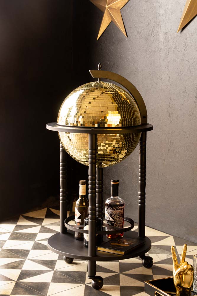 Black & Gold Disco Ball Drinks Trolley Cart | Rockett St George
