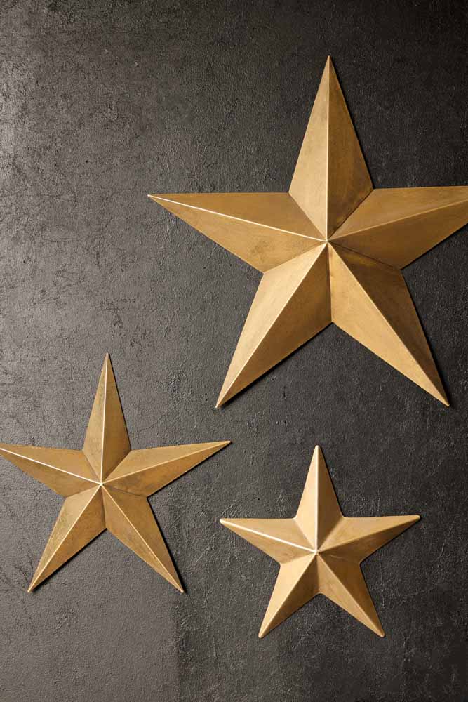Set Of 3 Antique Gold Metal Stars | Rockett St George